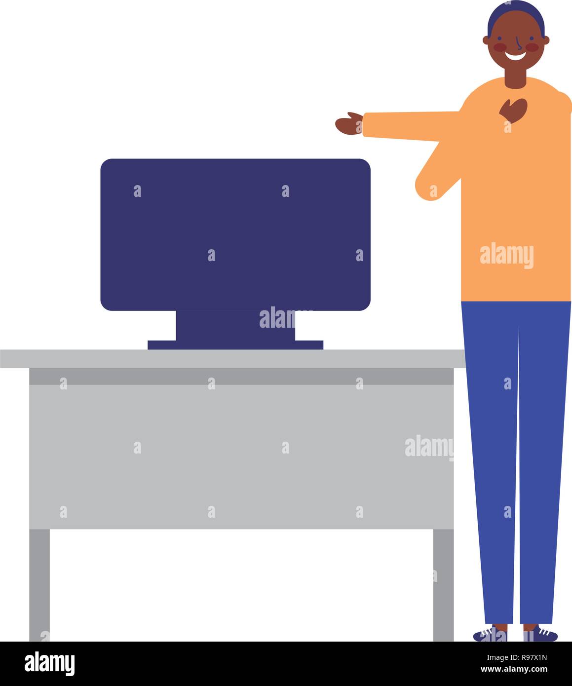 man active breaks in the office vector illustration Stock Vector Image ...