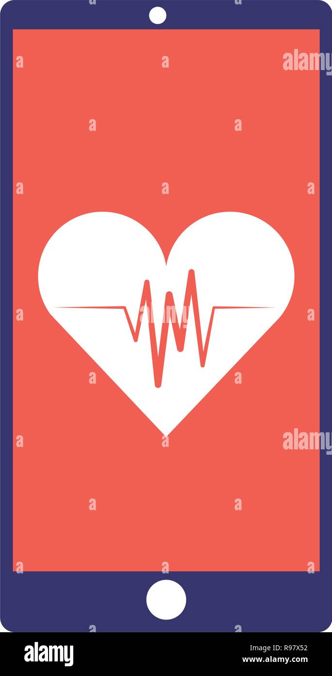 smartphone healthcare heartbeat app technology vector illustration ...