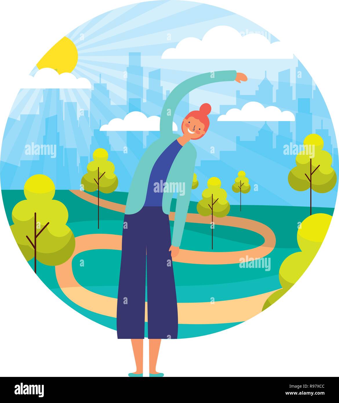 woman daily routine activity park vector illustration Stock Vector ...
