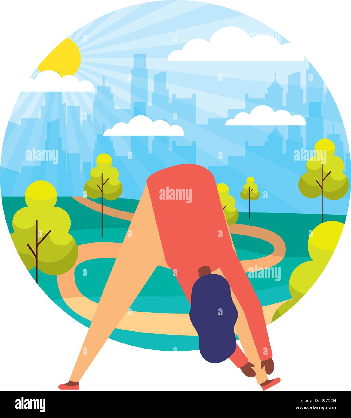 woman daily routine activity park vector illustration Stock Vector ...