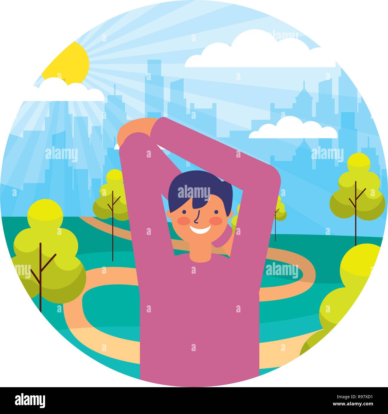 man daily routine activity park vector illustration Stock Vector Image ...