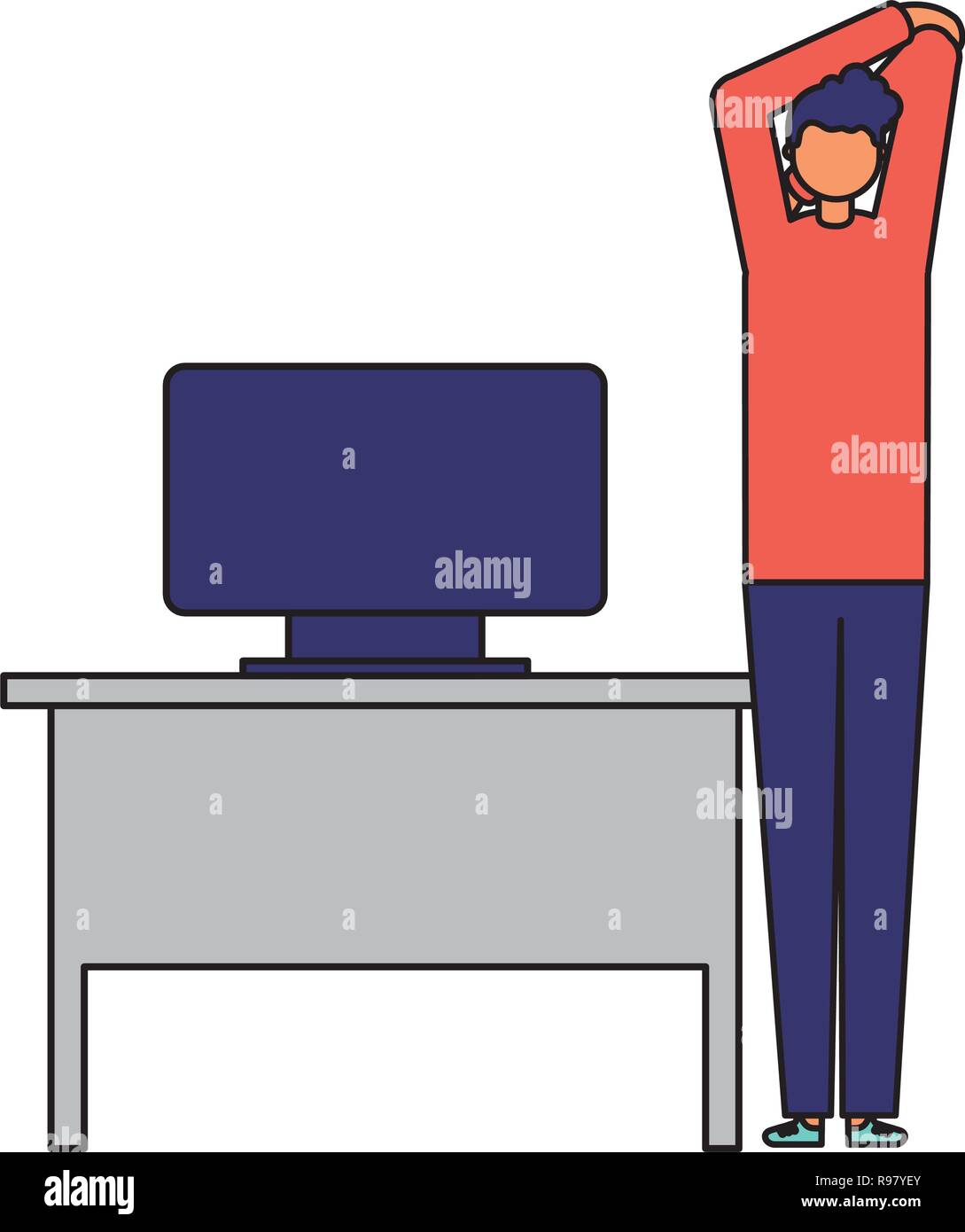 man active breaks in the office vector illustration Stock Vector Image ...