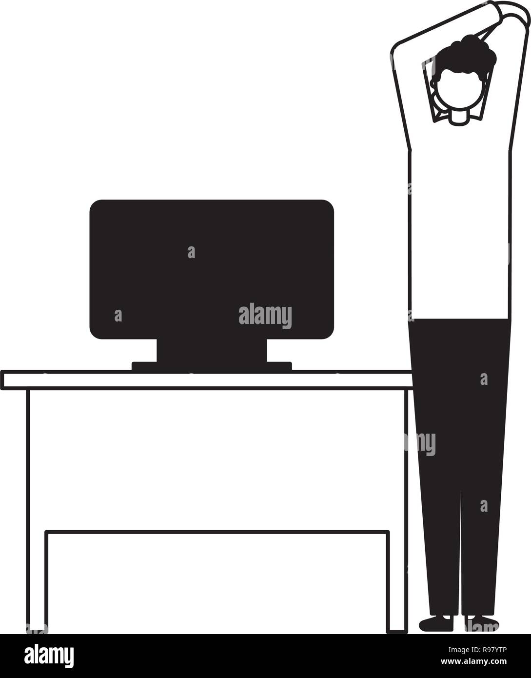 man active breaks in the office vector illustration Stock Vector Image ...