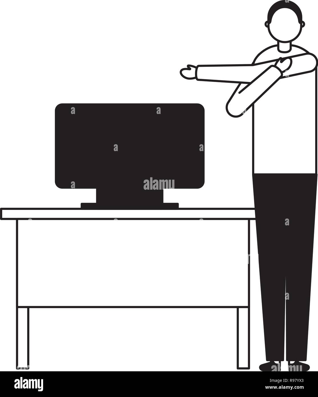 man active breaks in the office vector illustration Stock Vector Image ...