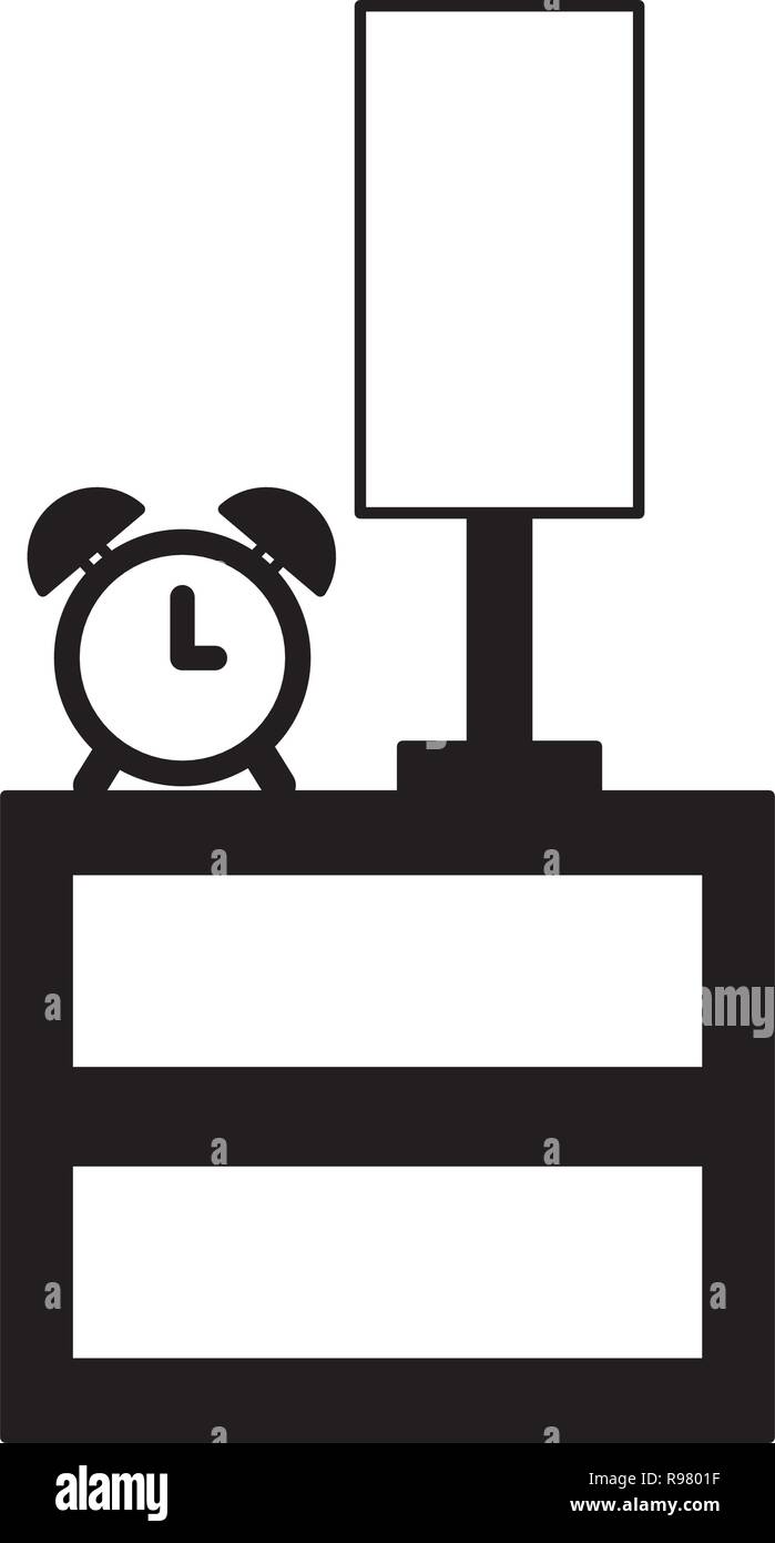 bedside clock alarm and lamp vector illustration Stock Vector Image ...
