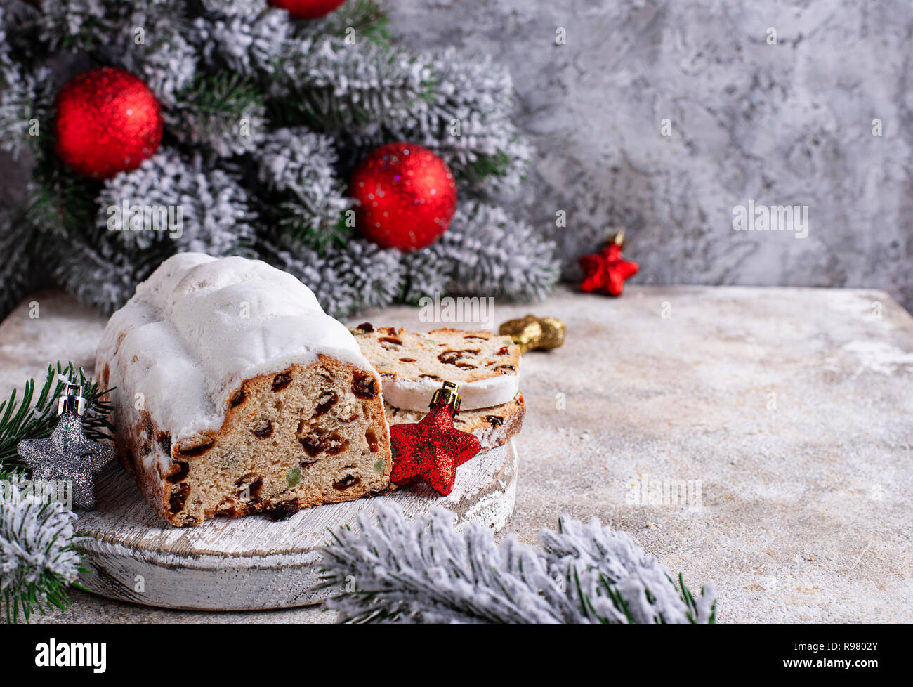 Traditional German Christmas cake stollen Stock Photo - Alamy
