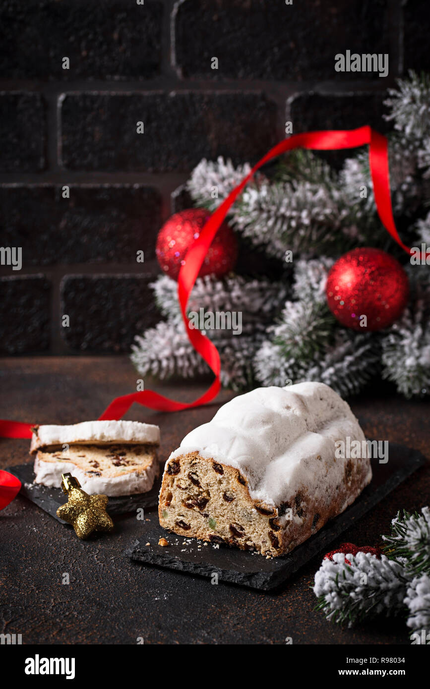 Traditional German Christmas cake stollen Stock Photo - Alamy