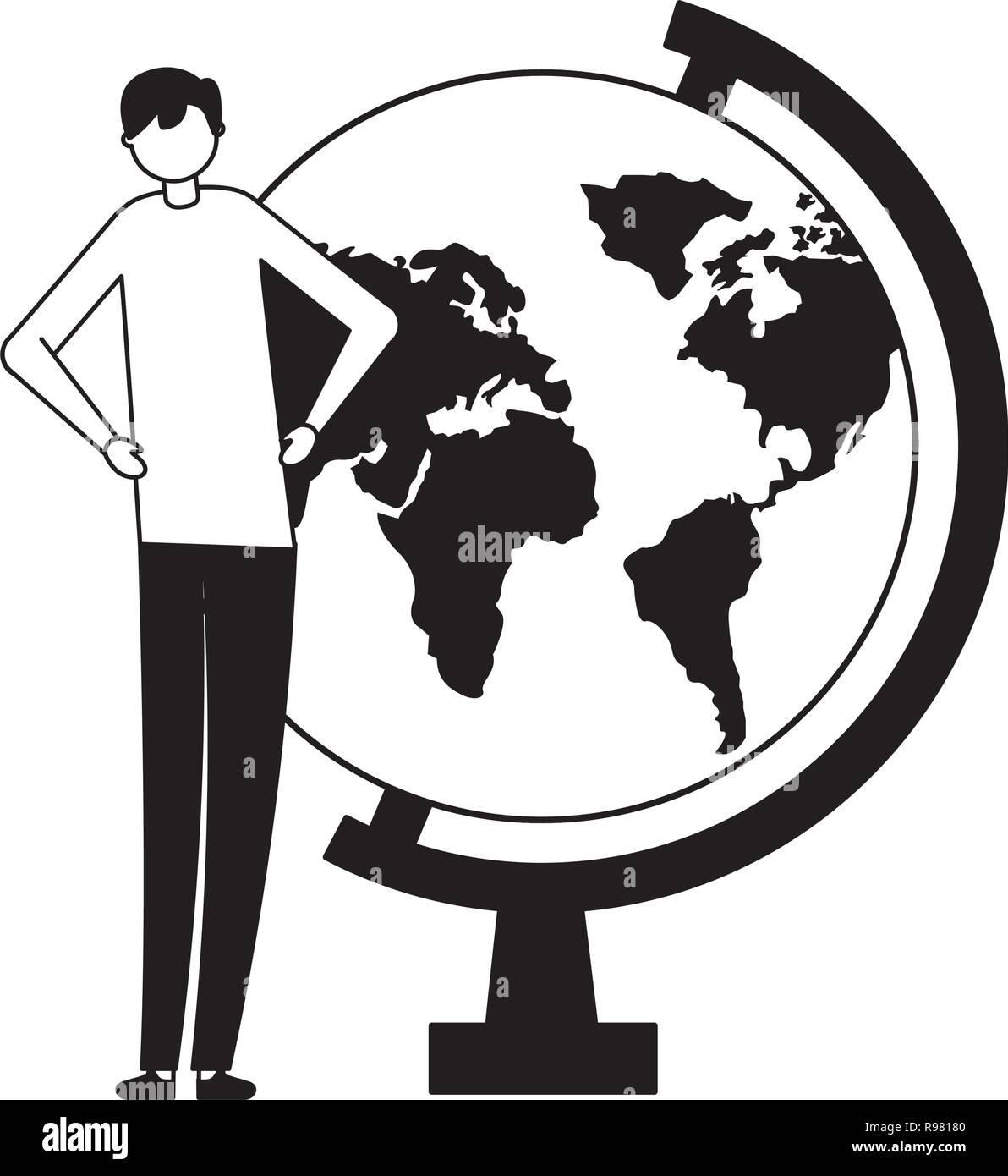 man with school globe study vector illustration Stock Vector Image ...