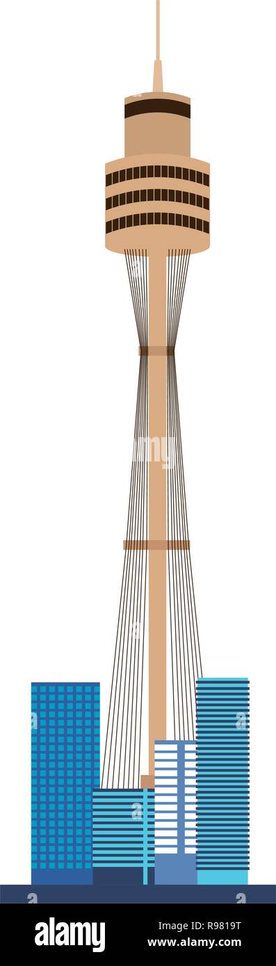 sydney tower architecture landmark australia vector illustration Stock ...