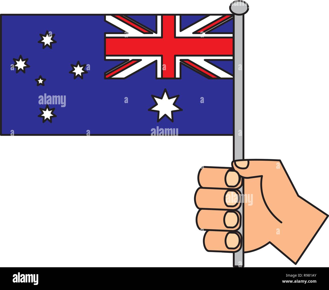 hand holding australia flag in stick vector illustration Stock Vector ...