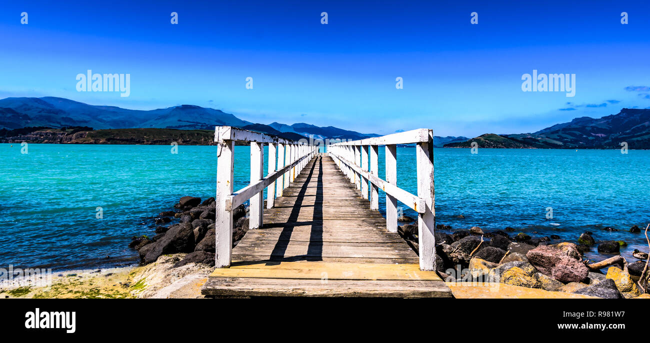 Rapaki Jetty Canterbury New Zealand Stock Photo - Alamy