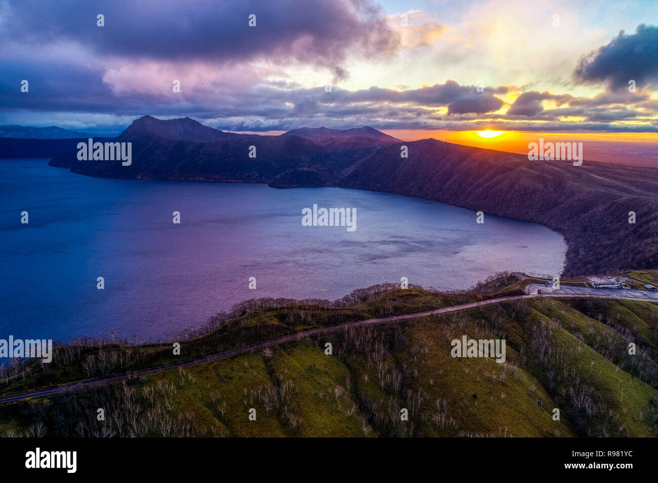 Aerial Photography of Lake Mashu, Hokkaido, Japan Stock Photo - Alamy