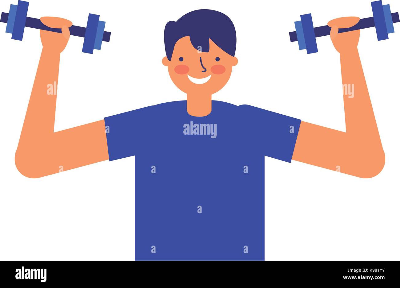 man practicing exercise with dumbbells vector illustration Stock Vector ...