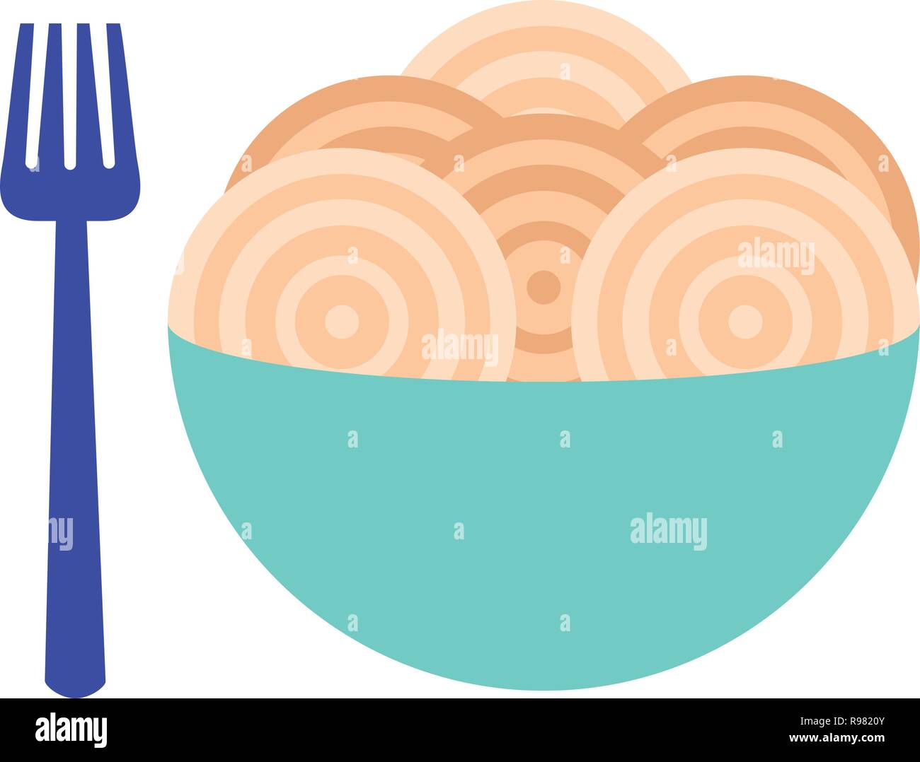 spaghetti with fork on bowl vector illustration Stock Vector Image ...