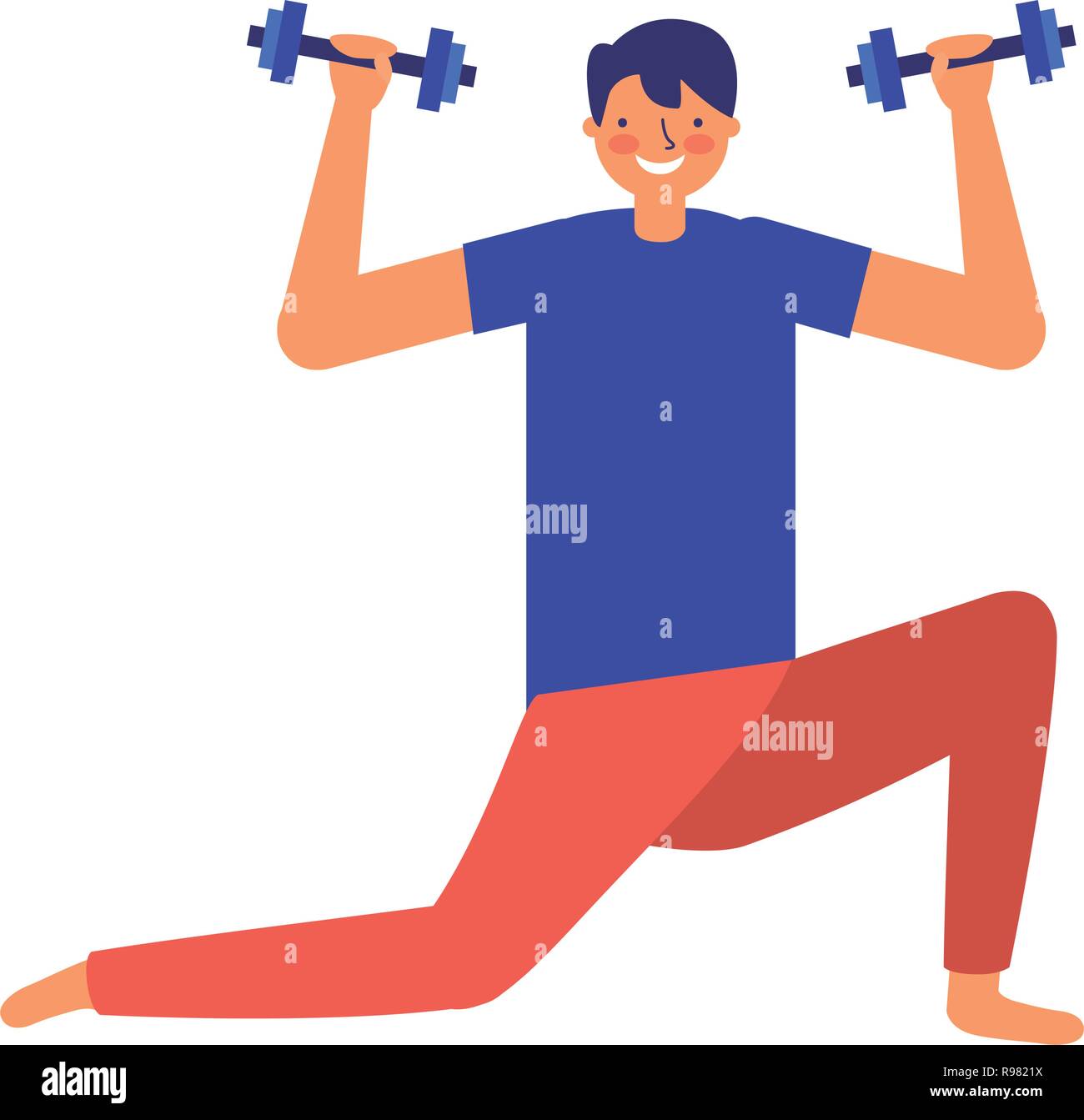 man practicing exercise with dumbbells vector illustration Stock Vector ...