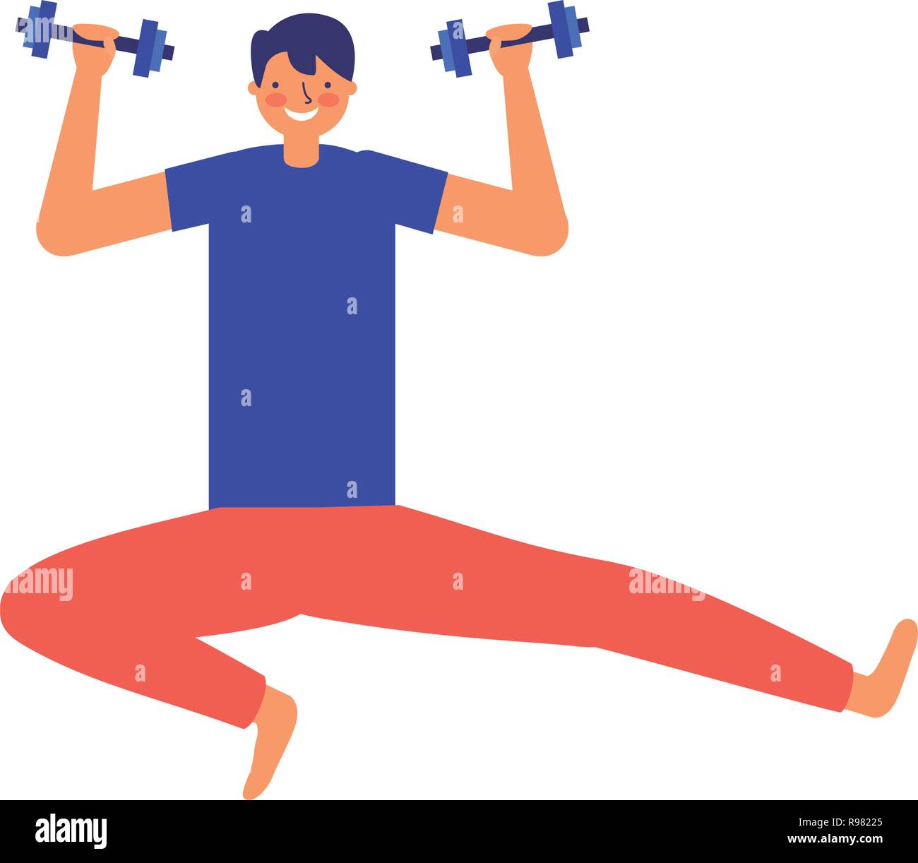 man practicing exercise with dumbbells vector illustration Stock Vector ...