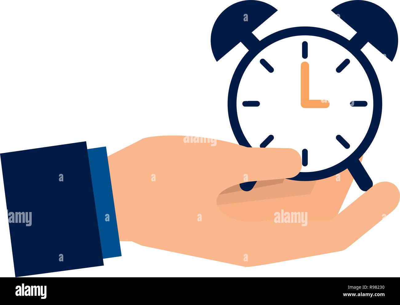 hand holding clock alarm time vector illustration Stock Vector Image ...