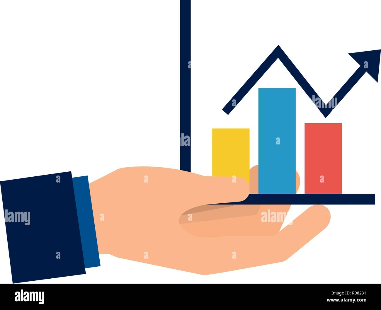 hand holding chart financial report vector illustration Stock Vector ...