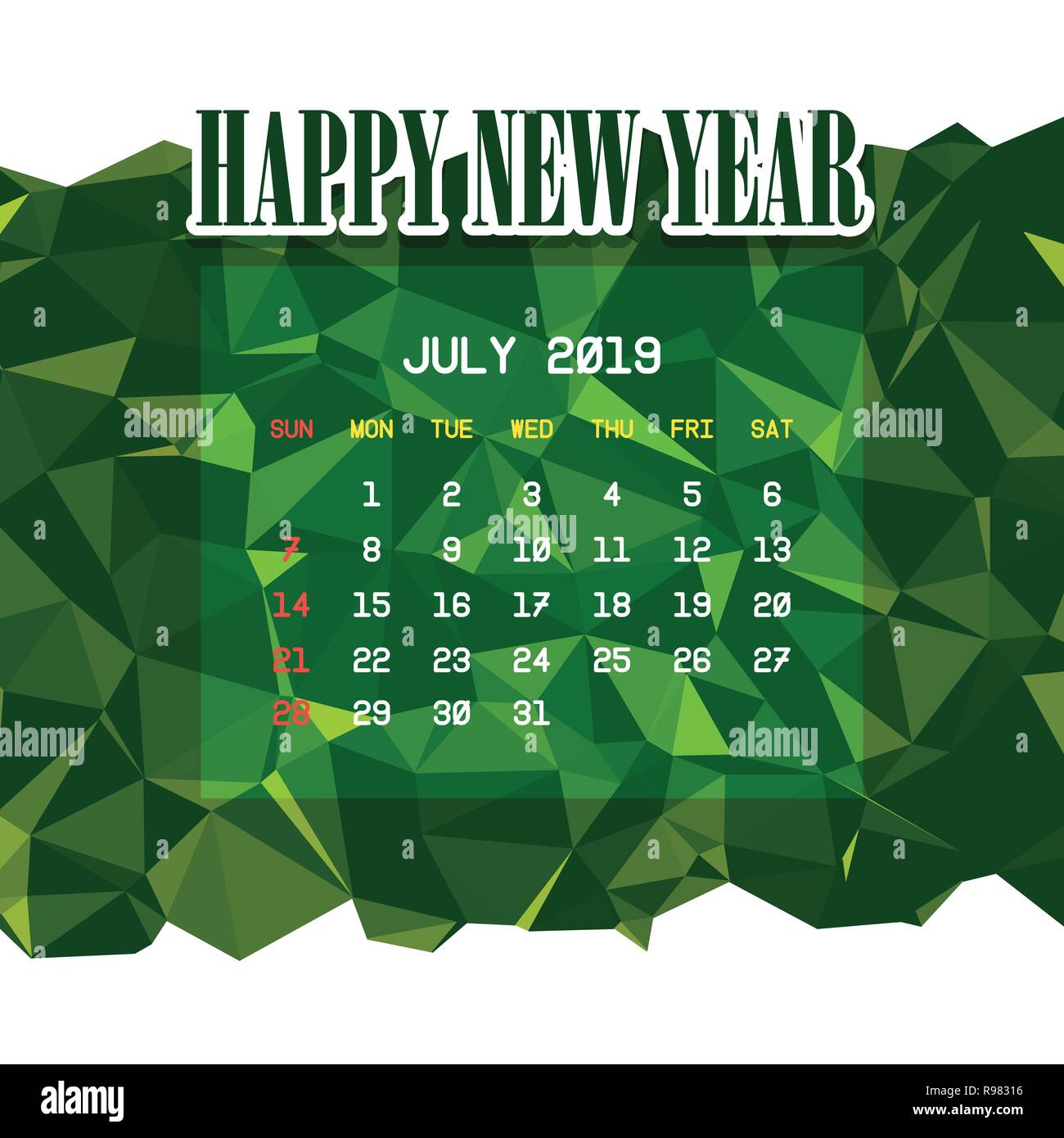 July 2019 calendar hi-res stock photography and images - Alamy