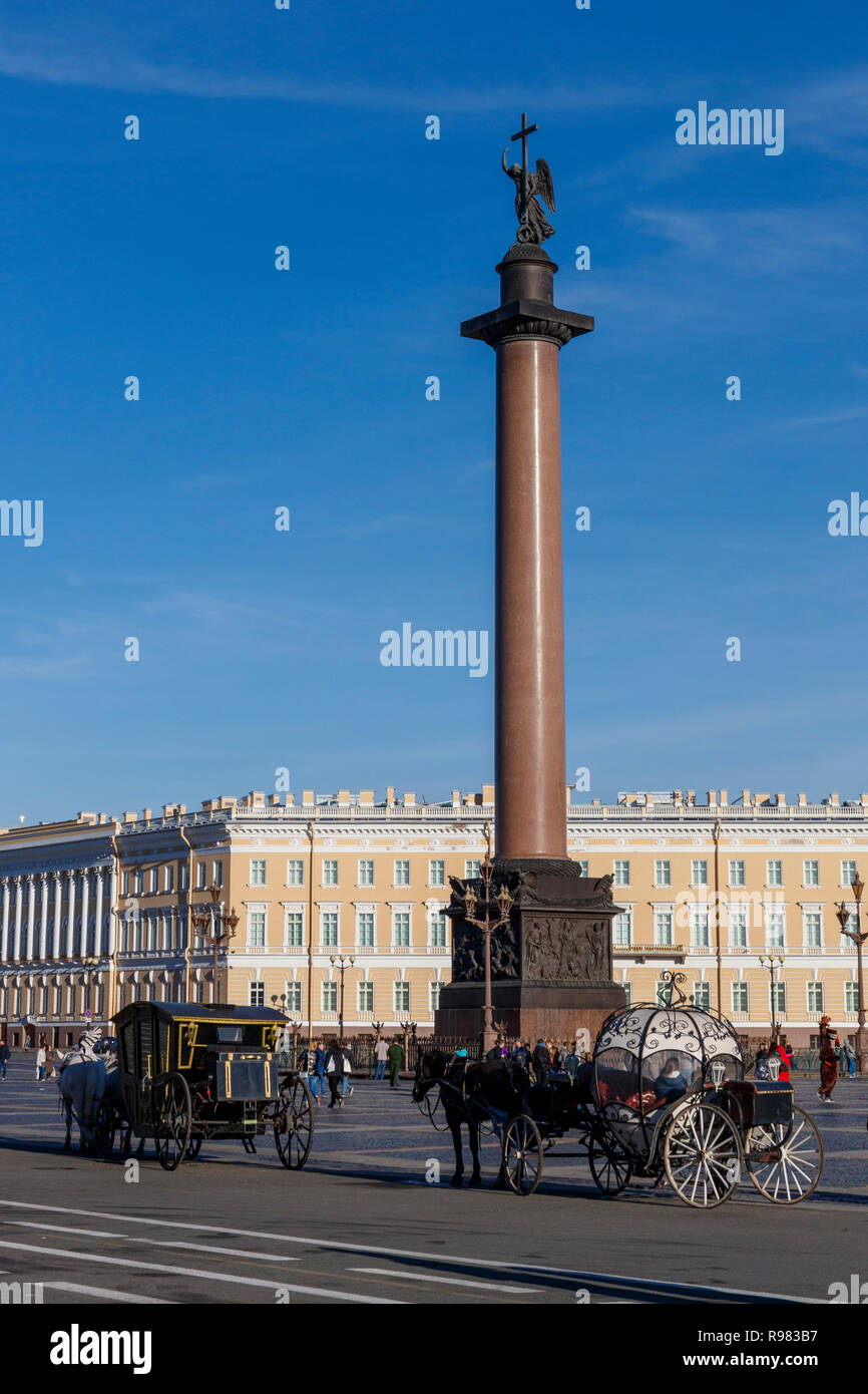 1834 Alexander Column in Palace Square, St Petersburg, Russia. By ...