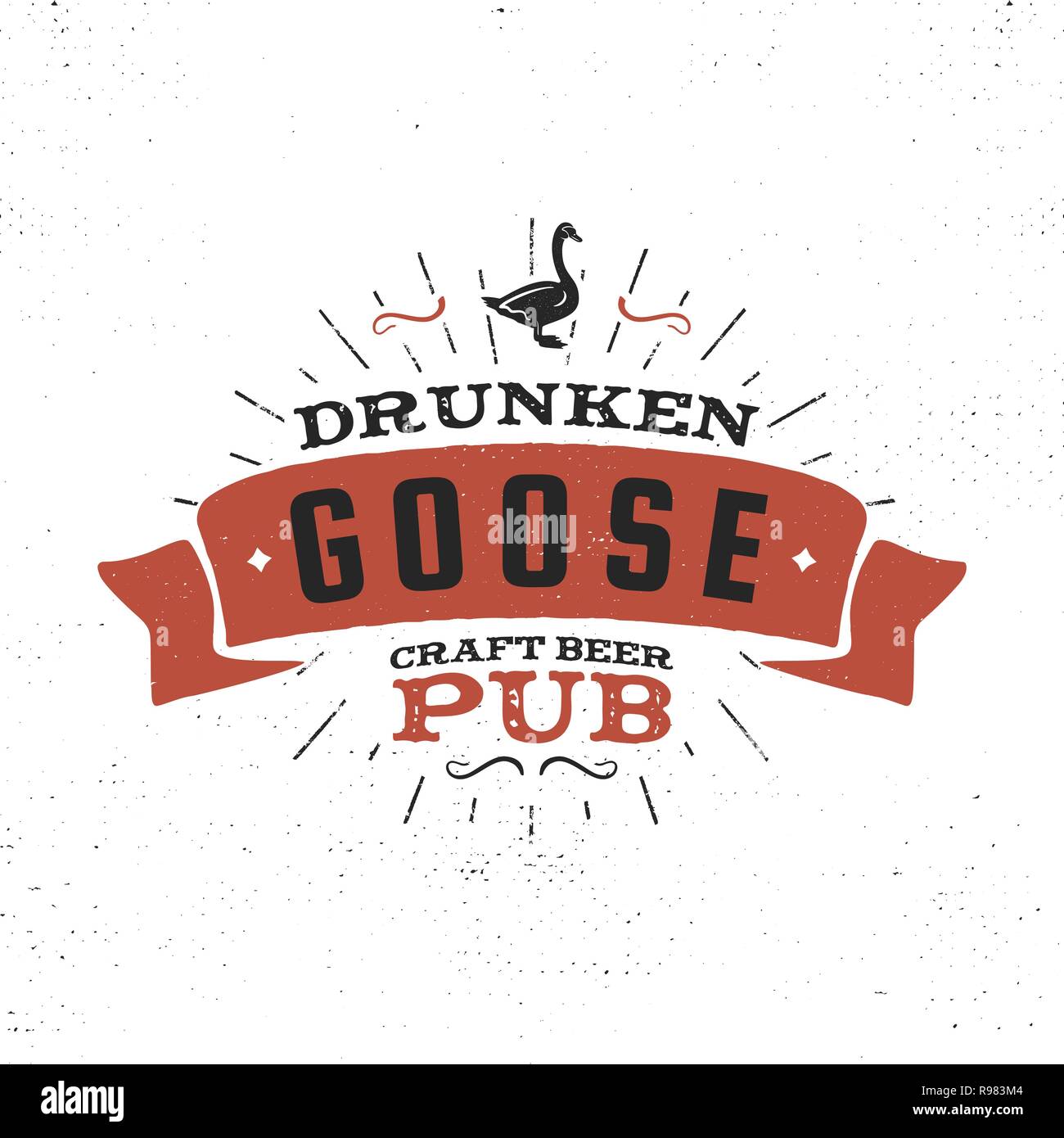 Vintage craft beer pub label. Drunken goose brewery retro design ...