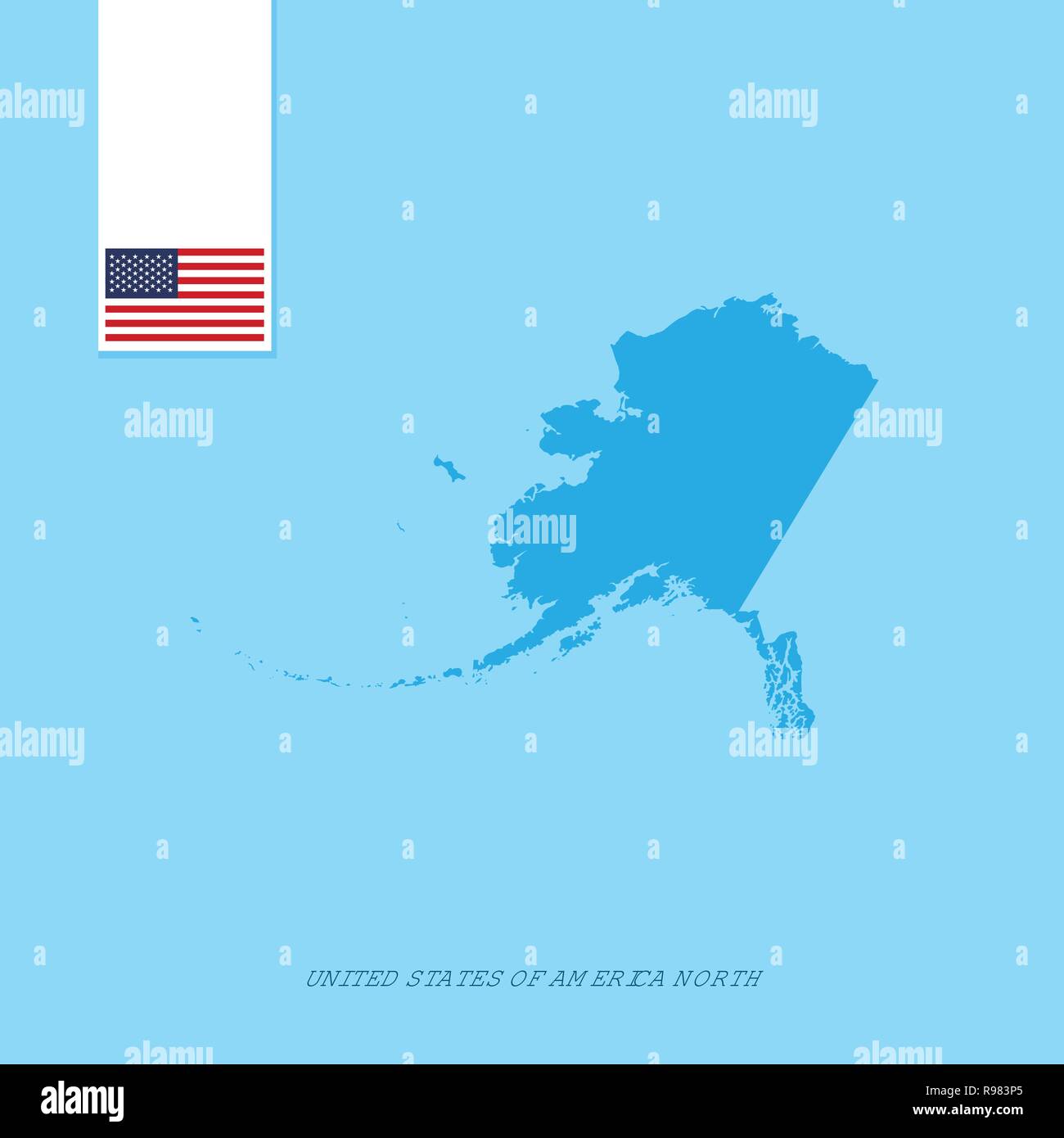 United States of America Country Map with Flag over Blue background ...