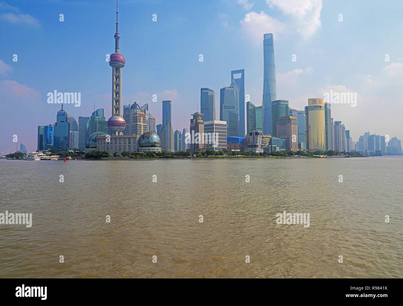 Skyline of Pudong across Huangpu River in Shanghai Stock Photo - Alamy