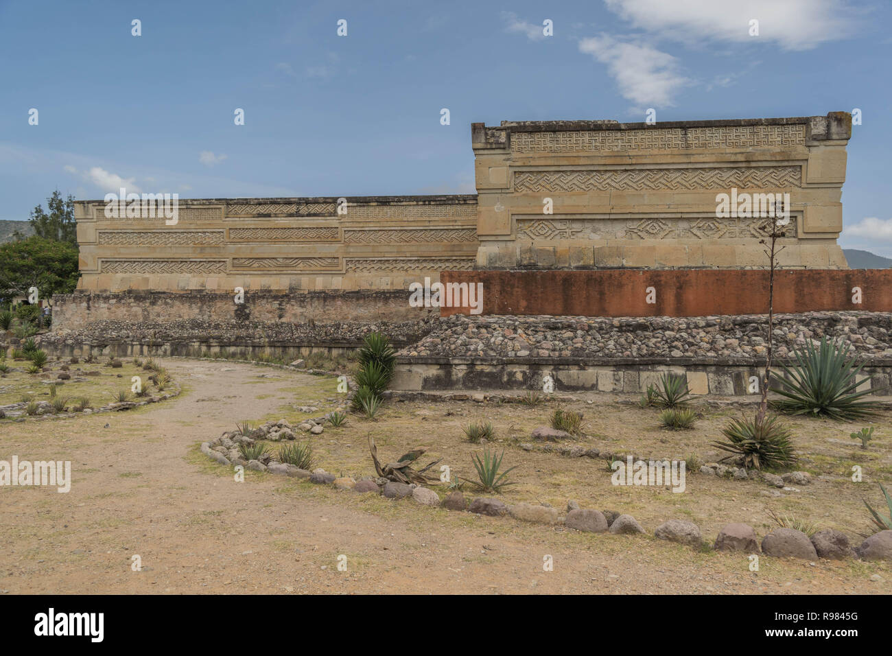 Zapotec structure, pathway and landscape, ruins at Mitla, in Oaxaca ...