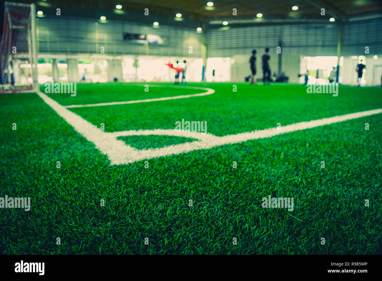 Corner Line of an indoor football soccer training field Stock Photo - Alamy