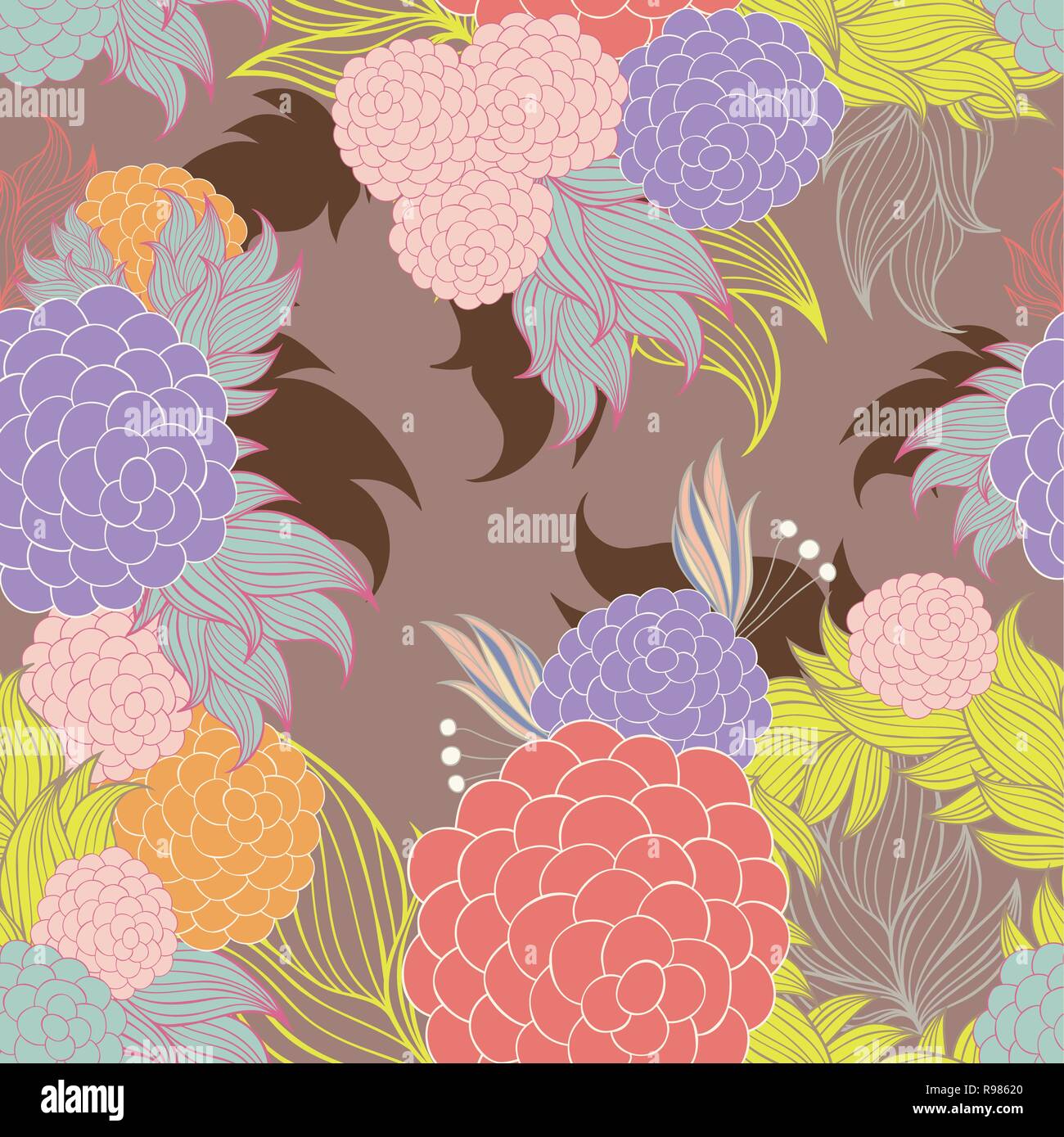Colorful floral seamless background pattern.Wallpaper, pattern fills ...