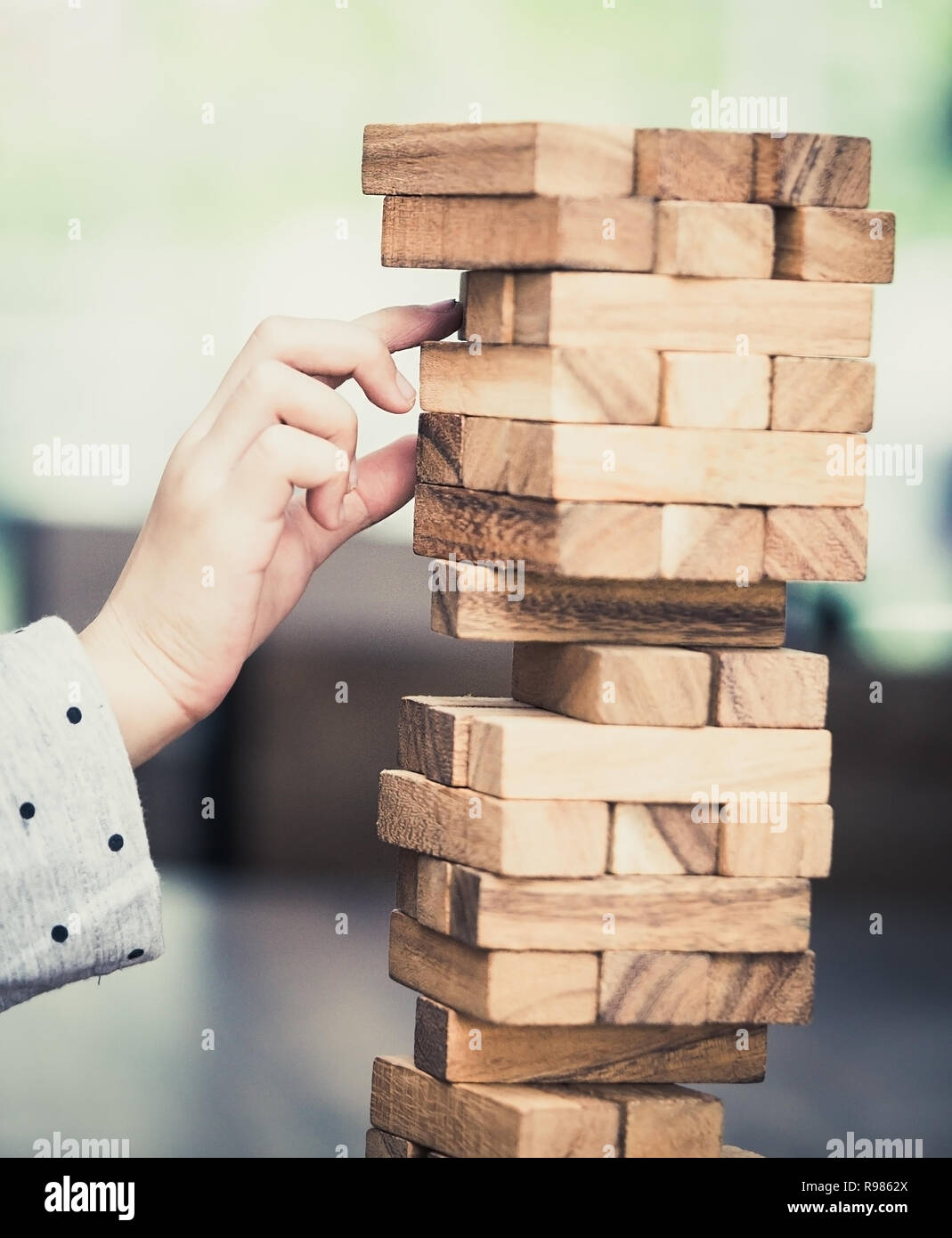 Block tower building children hi-res stock photography and images - Alamy