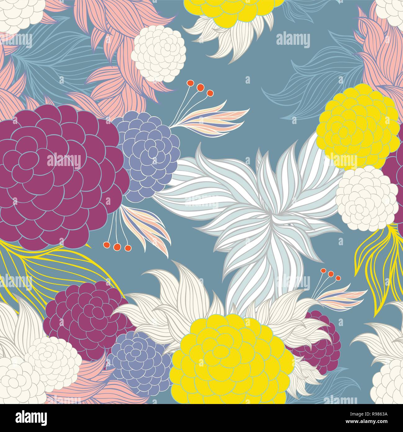 Colorful floral seamless background pattern.Wallpaper, pattern fills ...