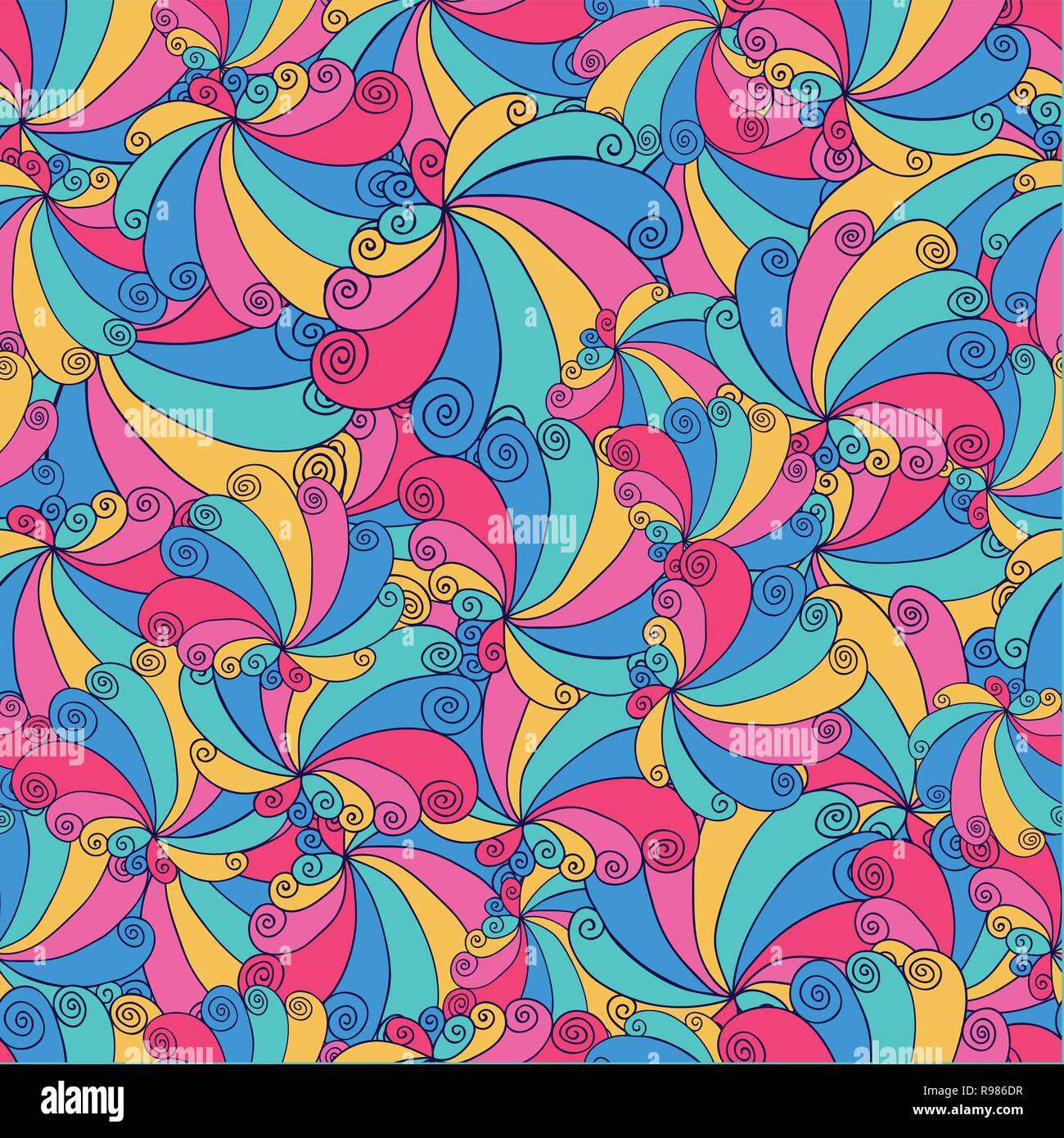 Seamless hand-drawn waves pattern. Abstract wavy background, nature ...