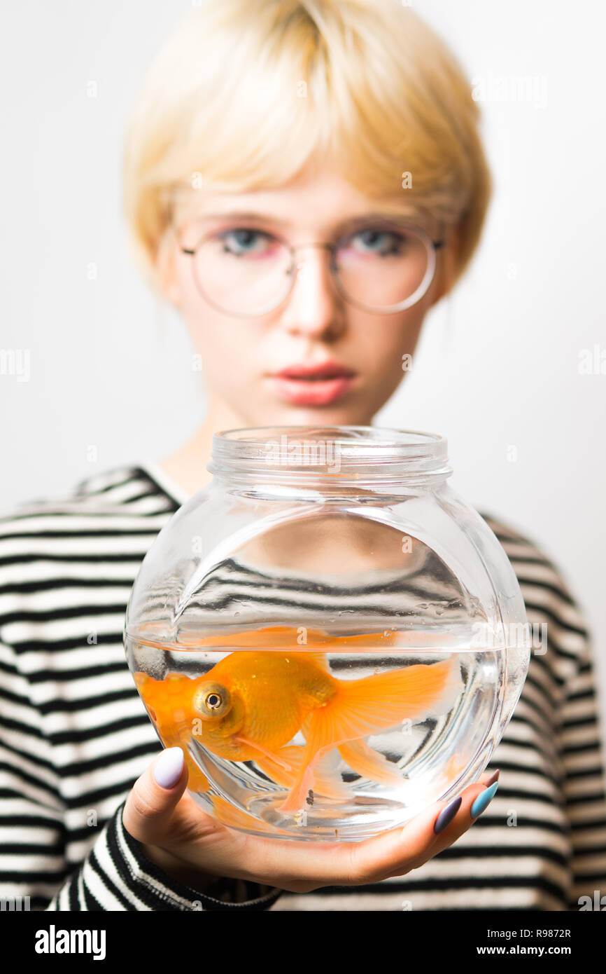 Goldfish bowl girl hi-res stock photography and images - Alamy