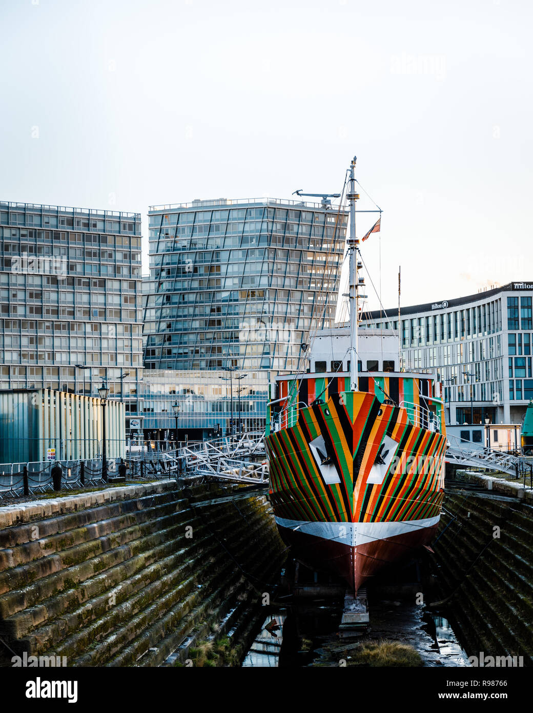 Colorful Ship in a Shipyard in Liverpool, United Kingdom Stock Photo ...