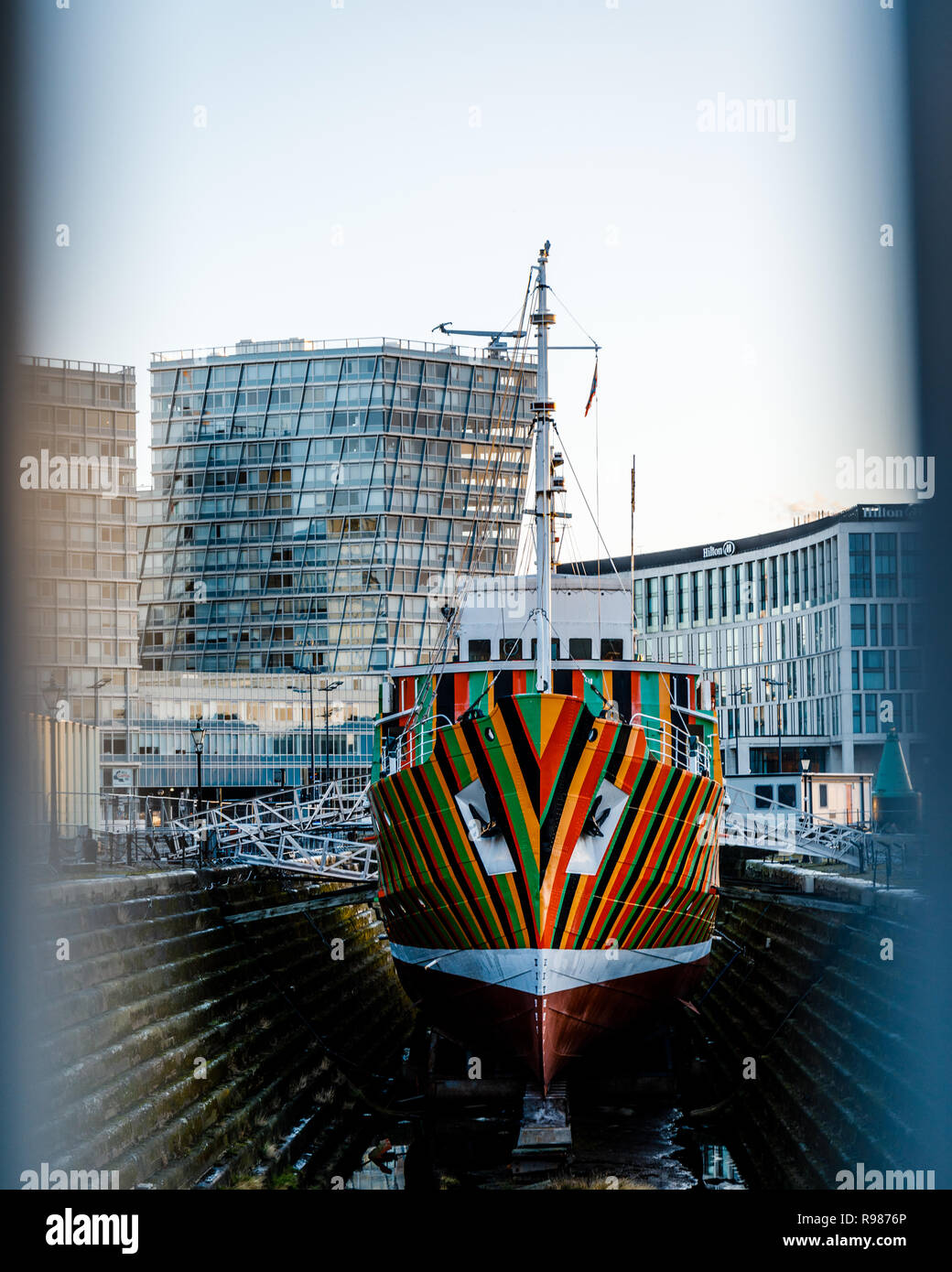 Colorful Ship in a Shipyard in Liverpool, United Kingdom Stock Photo ...