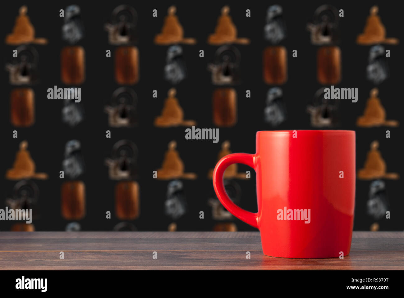 red cup on the surface on the background texture for wallpaper with the ...