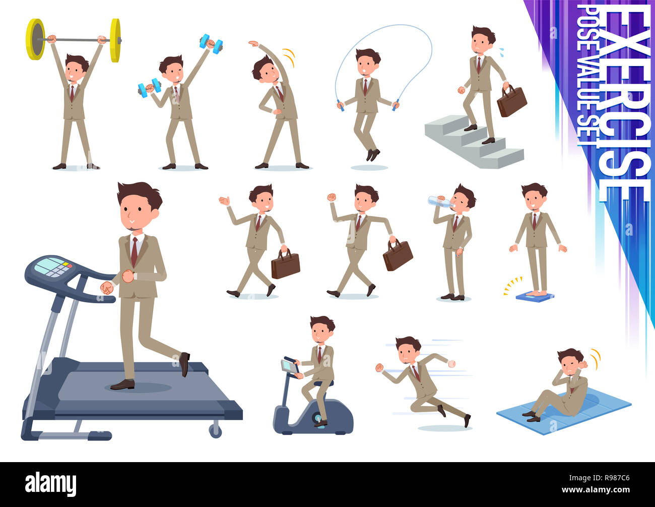 A set of businessman on exercise and sports.There are various actions ...