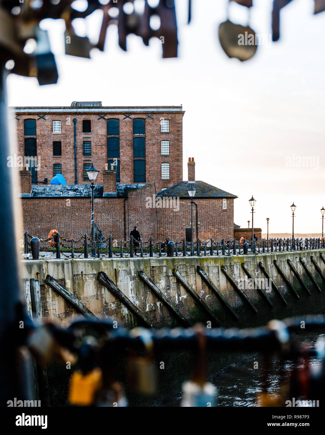 View at the Royal Albert Dock through locks in Liverpool, United ...