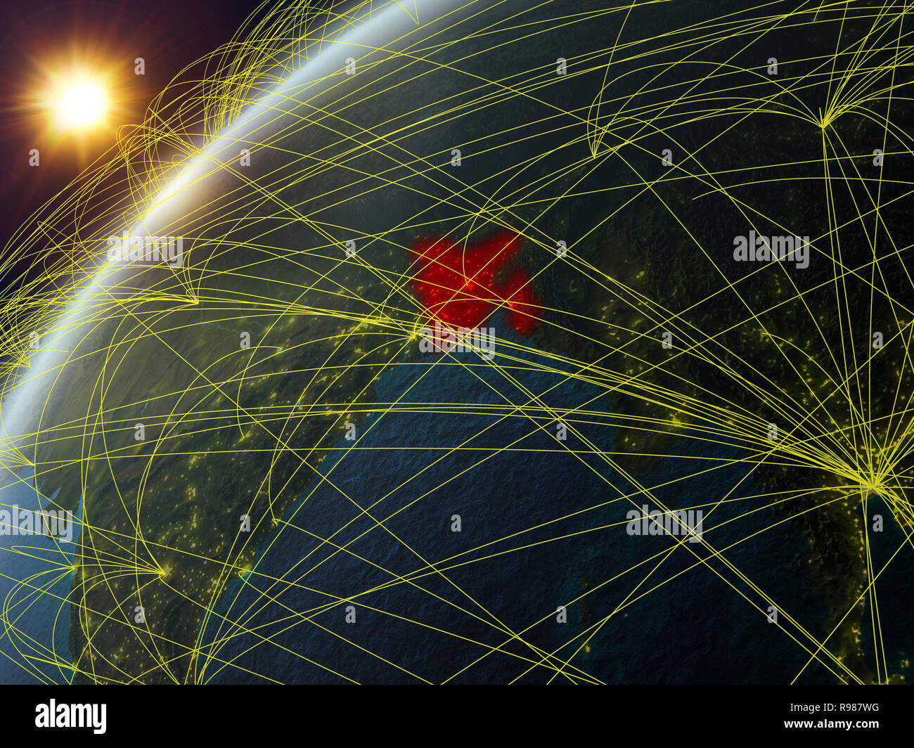 Bangladesh on model of planet Earth with network and international ...