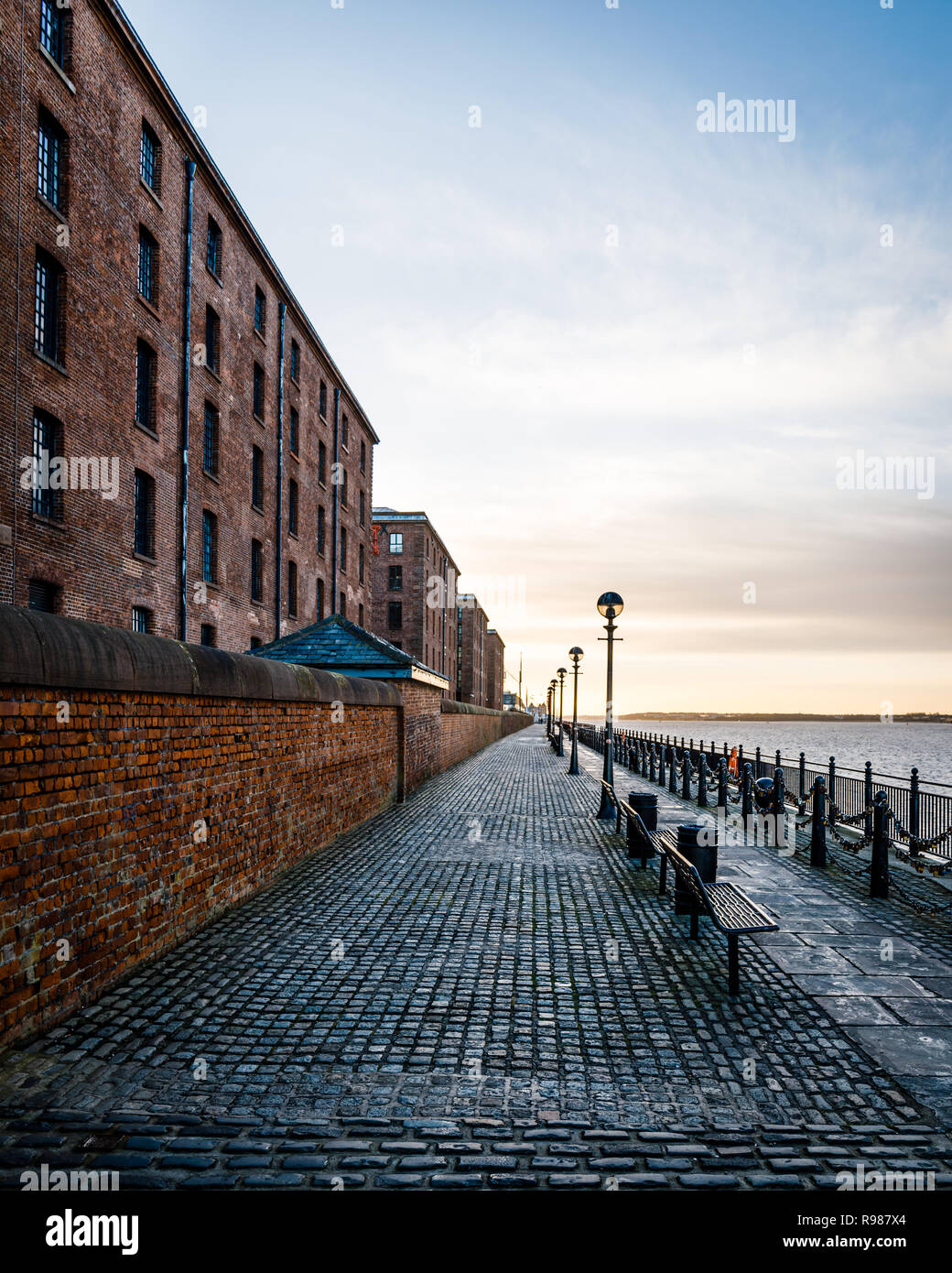 Walkway between the Royal Albert Dock and the Waterfront in Liverpool ...