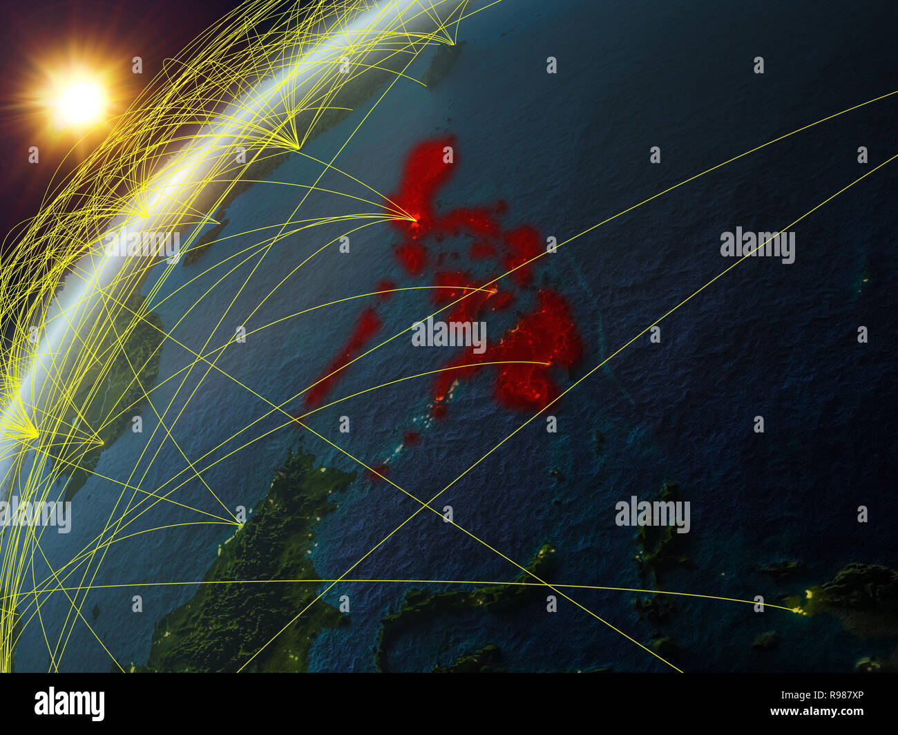 Philippines on model of planet Earth with network and international ...