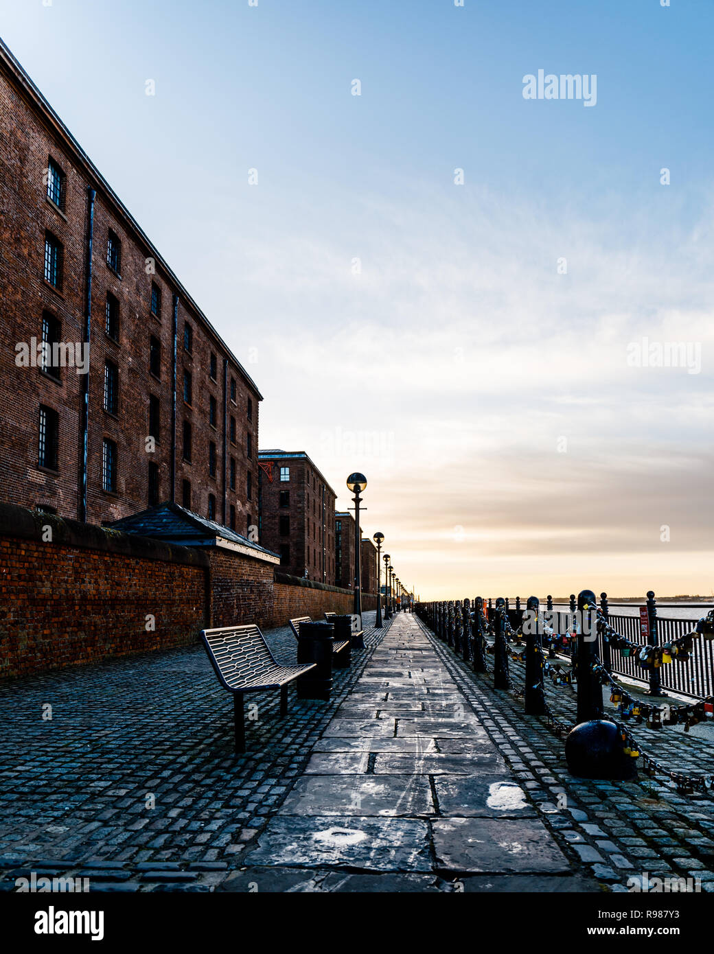 Walkway between the Royal Albert Dock and the Waterfront in Liverpool ...