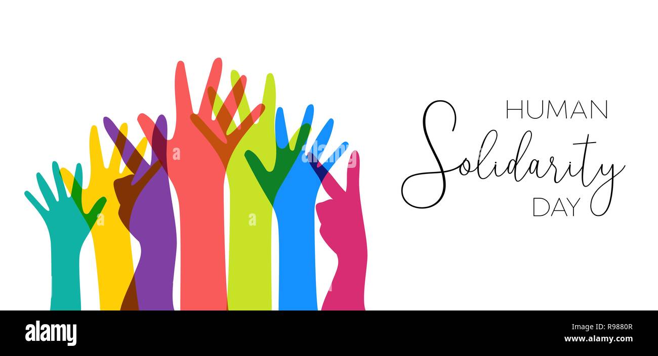 International Human Solidarity Day illustration with colorful hands ...