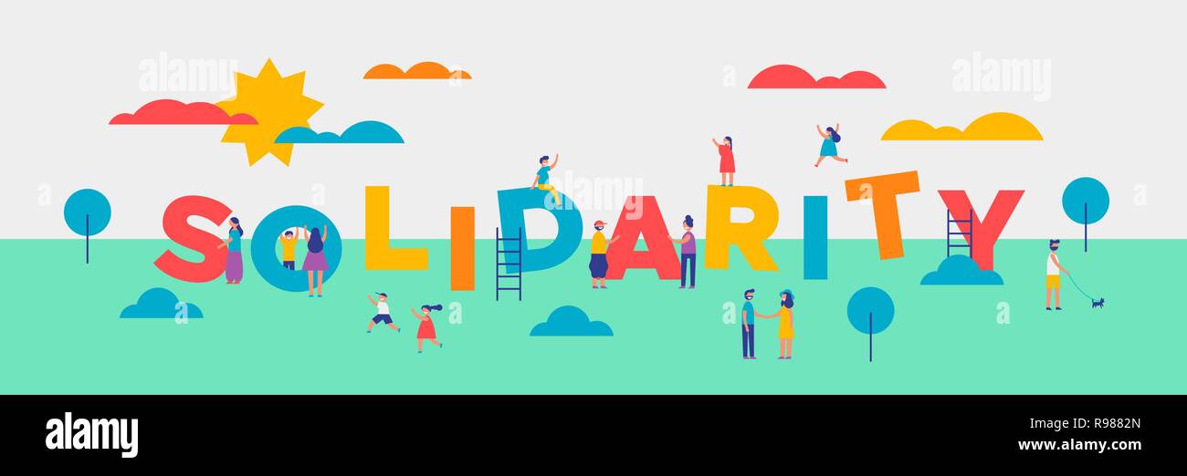 Human Solidarity Day banner illustration for equality and community ...