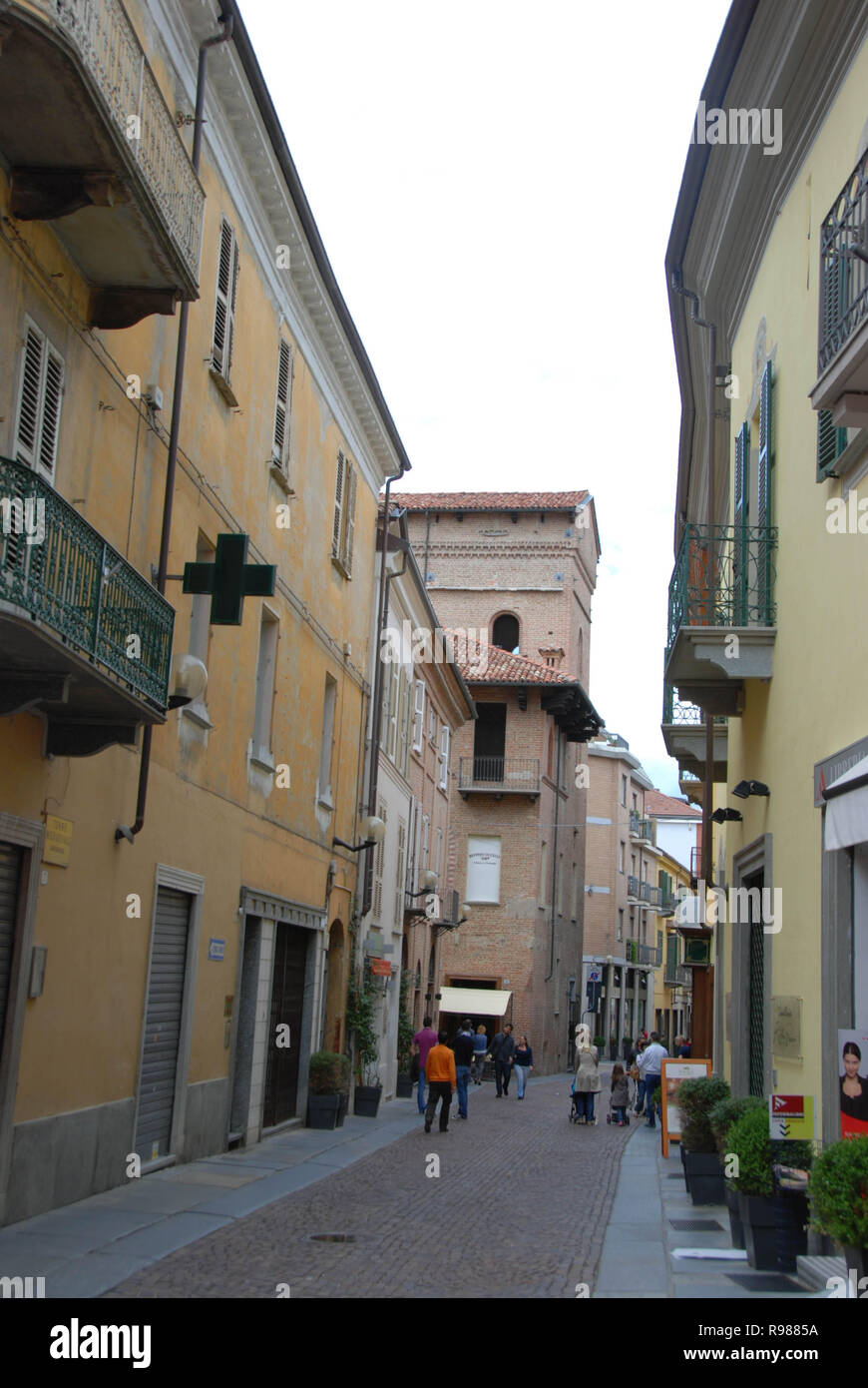 View of Cavour Street in Alba, Piedmont - Italy. 2 september 2012 Stock ...