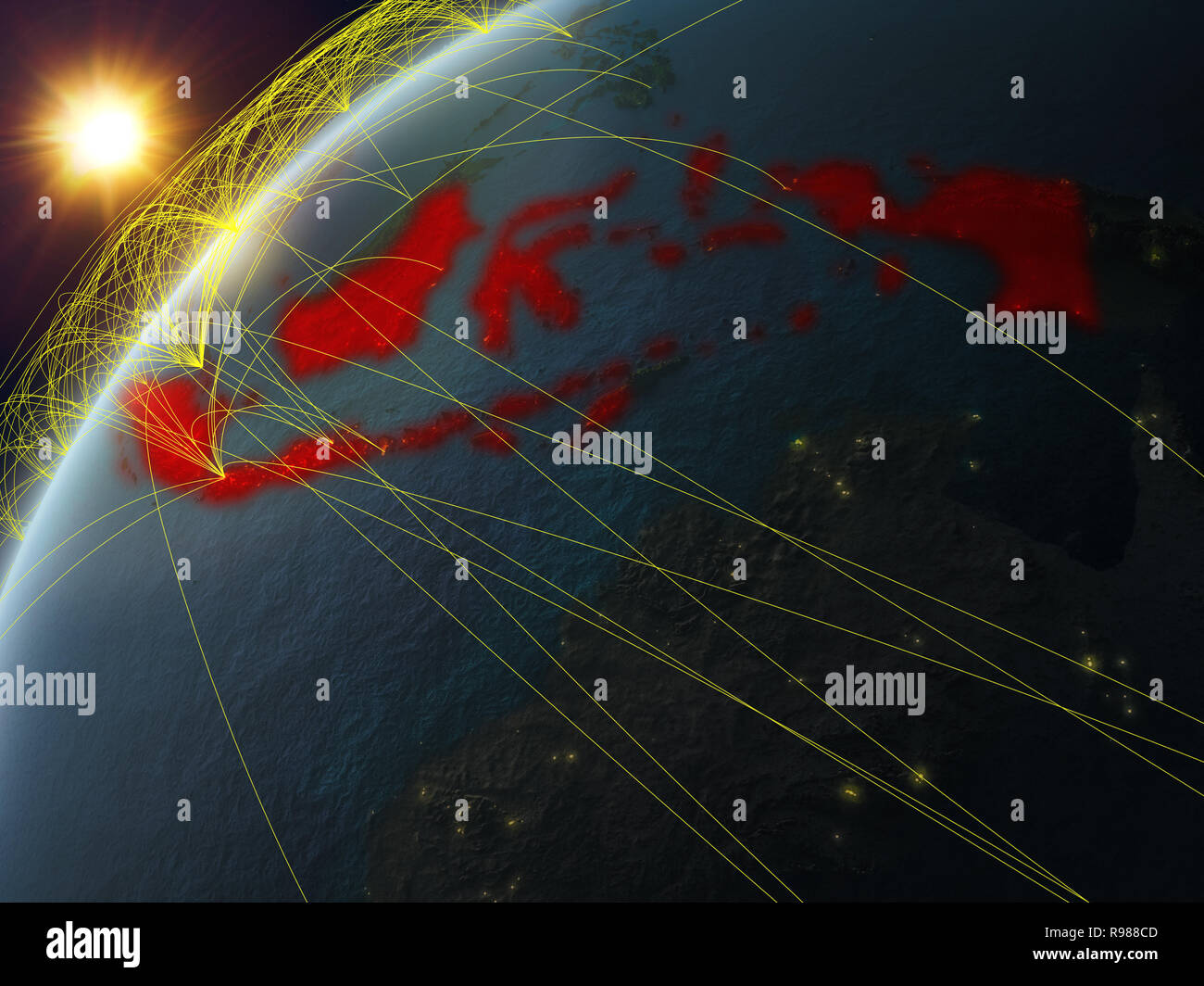 Indonesia on model of planet Earth with network and international ...
