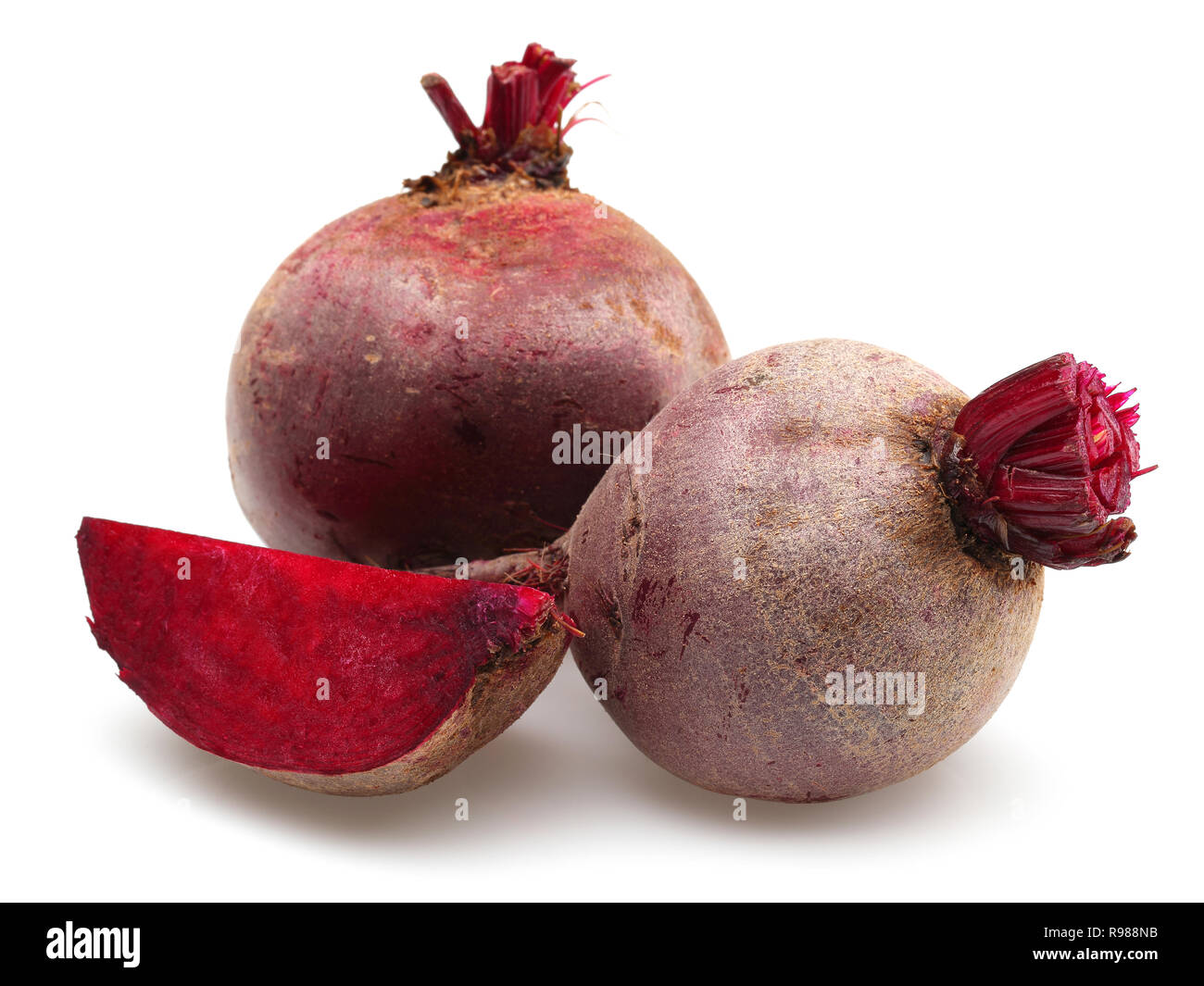 Fresh red beet roots and slice isolated on white background Stock Photo ...