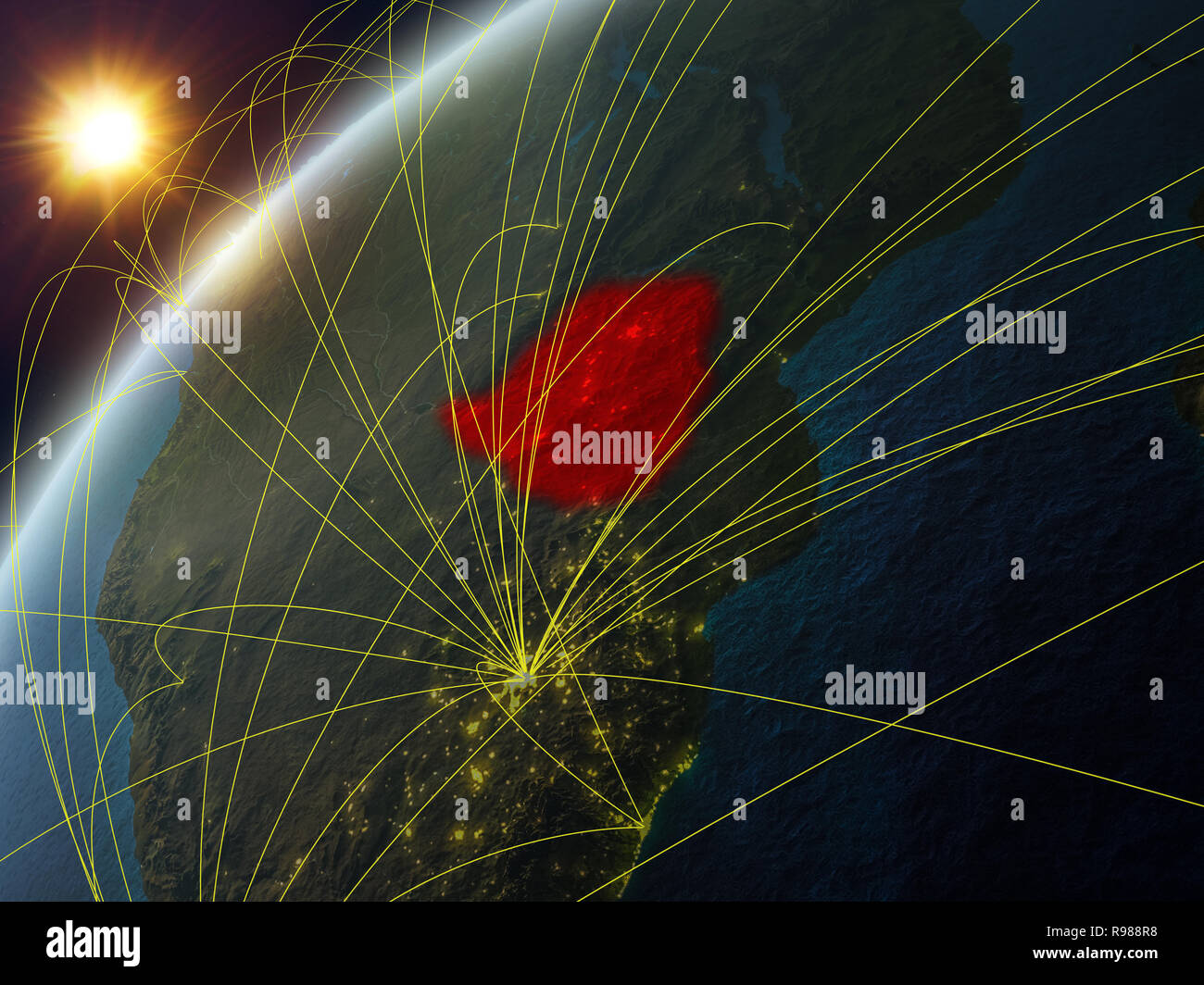 Zimbabwe on model of planet Earth with network and international ...