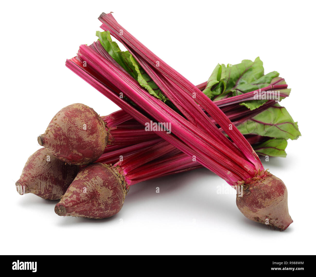 Fresh red beet roots and leaves isolated on white background Stock ...